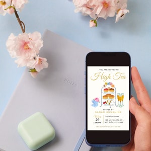 High Tea Digital Download Invitation - Edit in Canva With Free Design ...