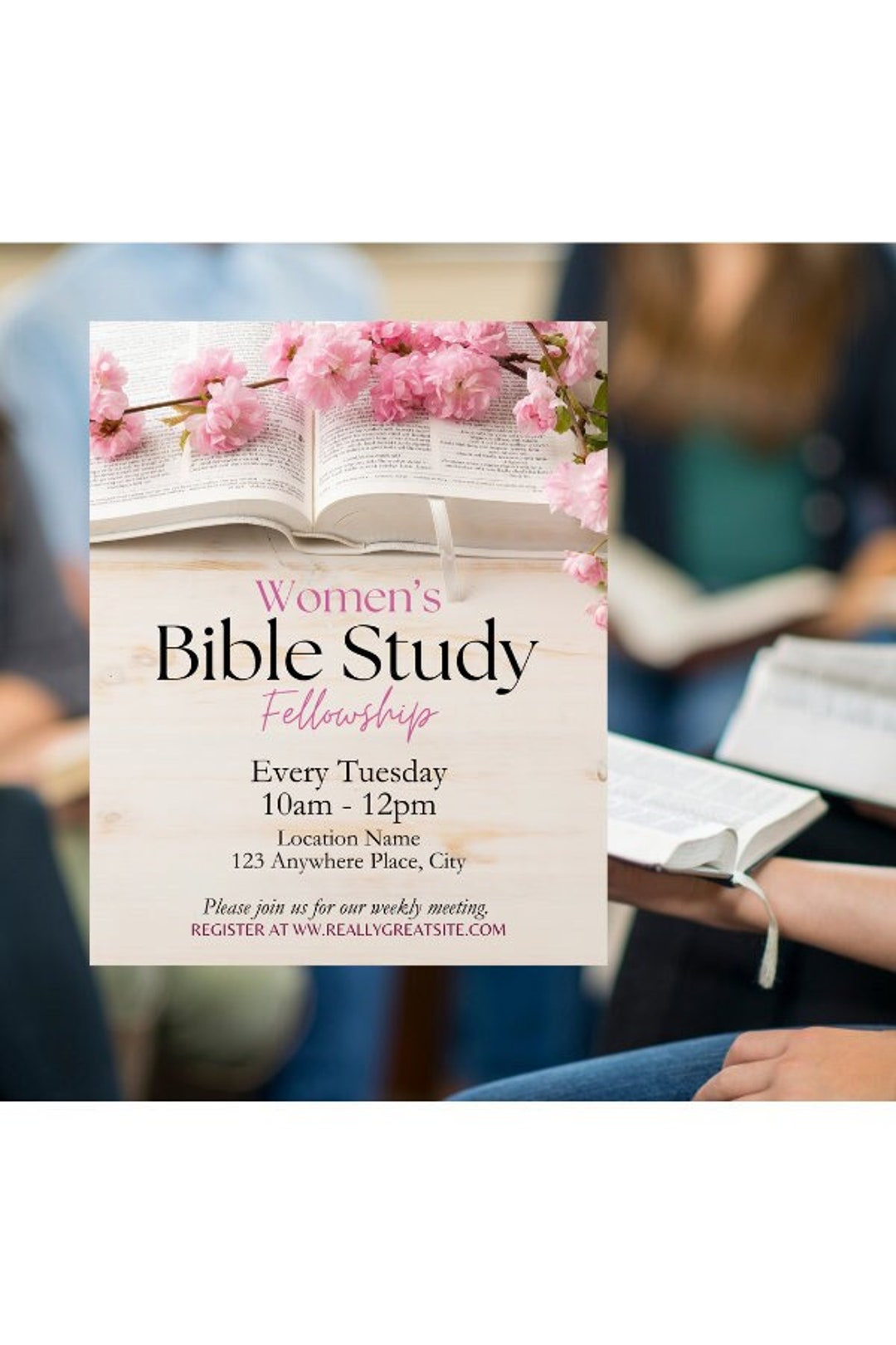Women's Bible Study Fellowship Meeting Flyer, Invitation, Social Media ...