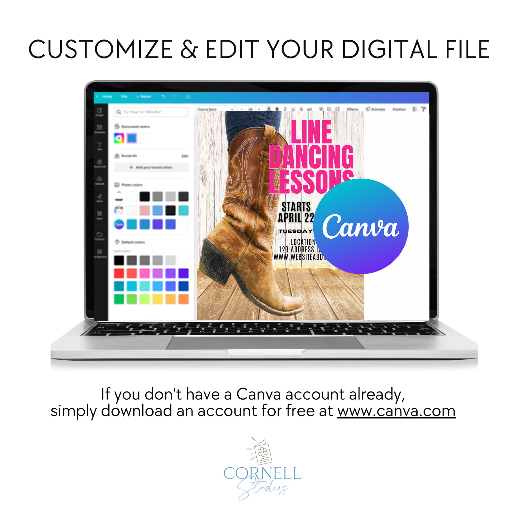 Line Dancing Lessons Flyer: Western Theme, Social Media Template ...