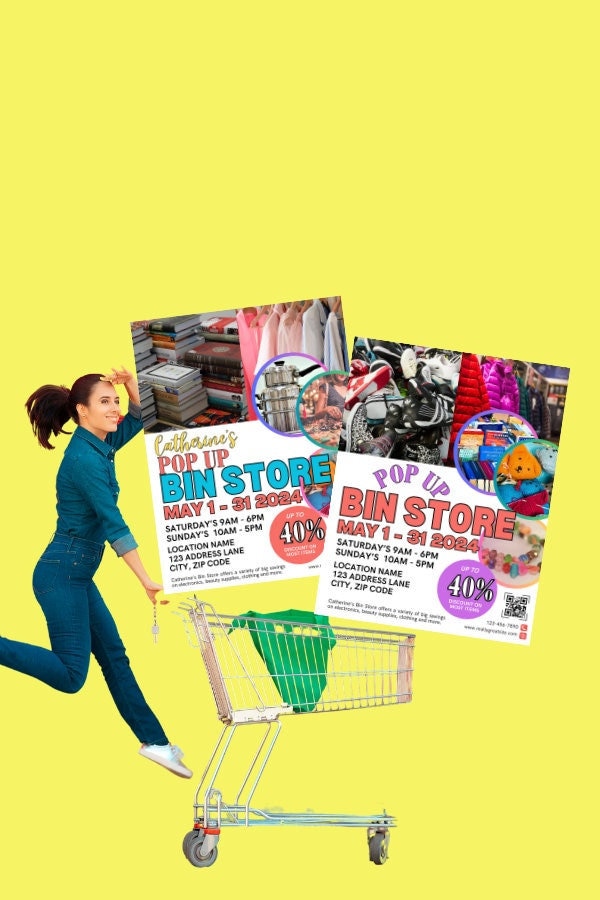 Pop up BIN STORE Flyer Digital Download Template, Edit in Canva, 8.5 X ...
