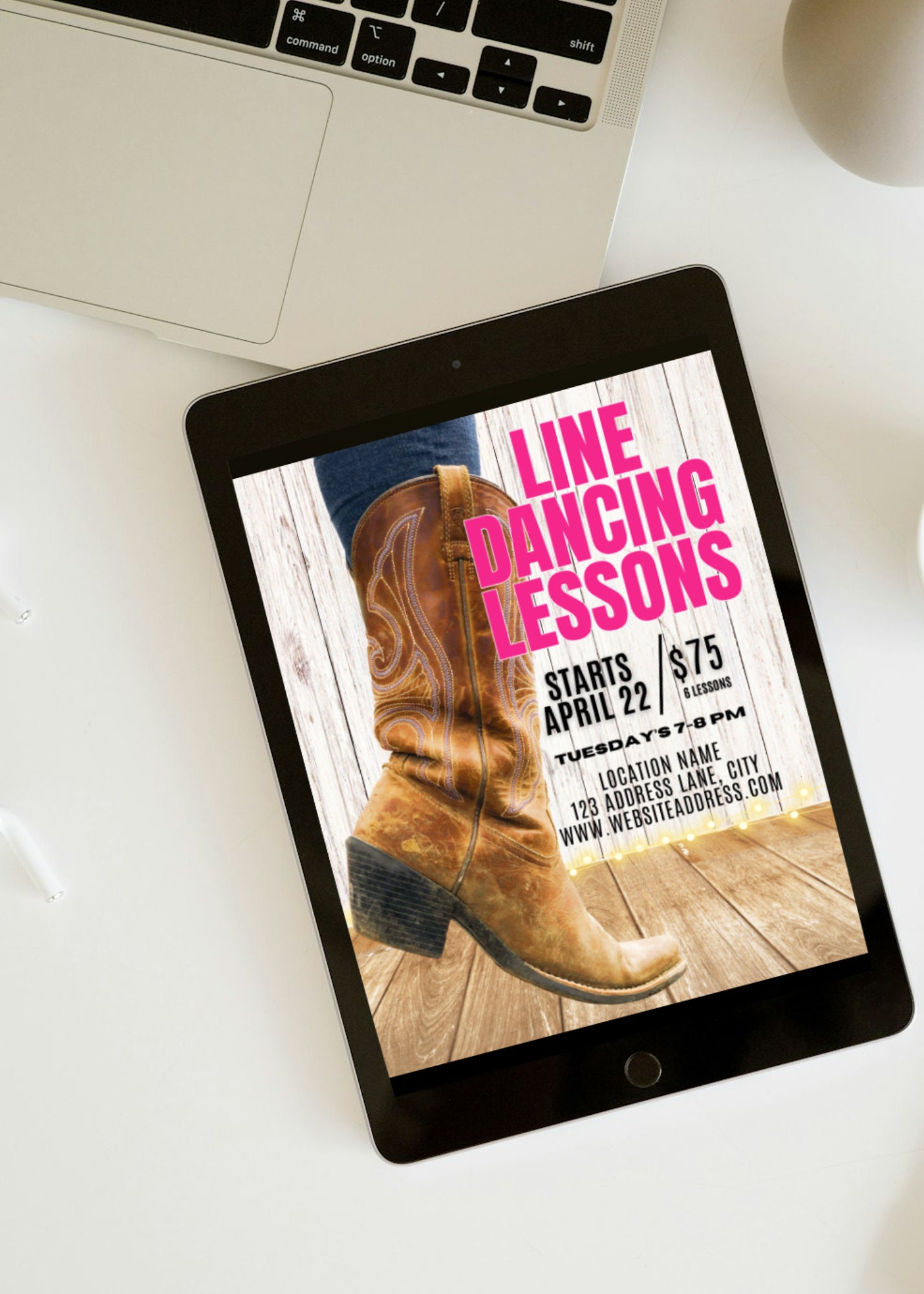 Line Dancing Lessons Flyer: Western Theme, Social Media Template ...