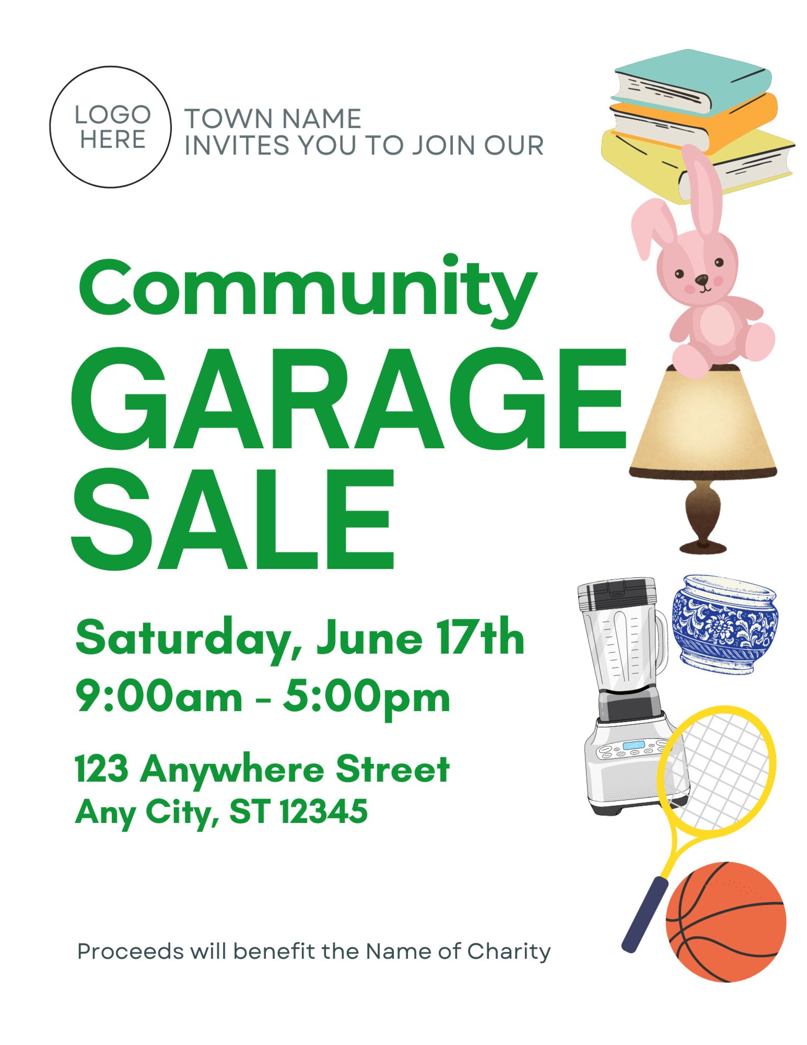 Community GARAGE SALE Flyer, Digital Download Template, 8.5 X 11, Edit ...