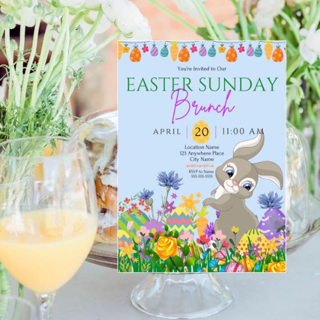 Easter Sunday Brunch Party Invitation – Digital Download Template, Edit ...