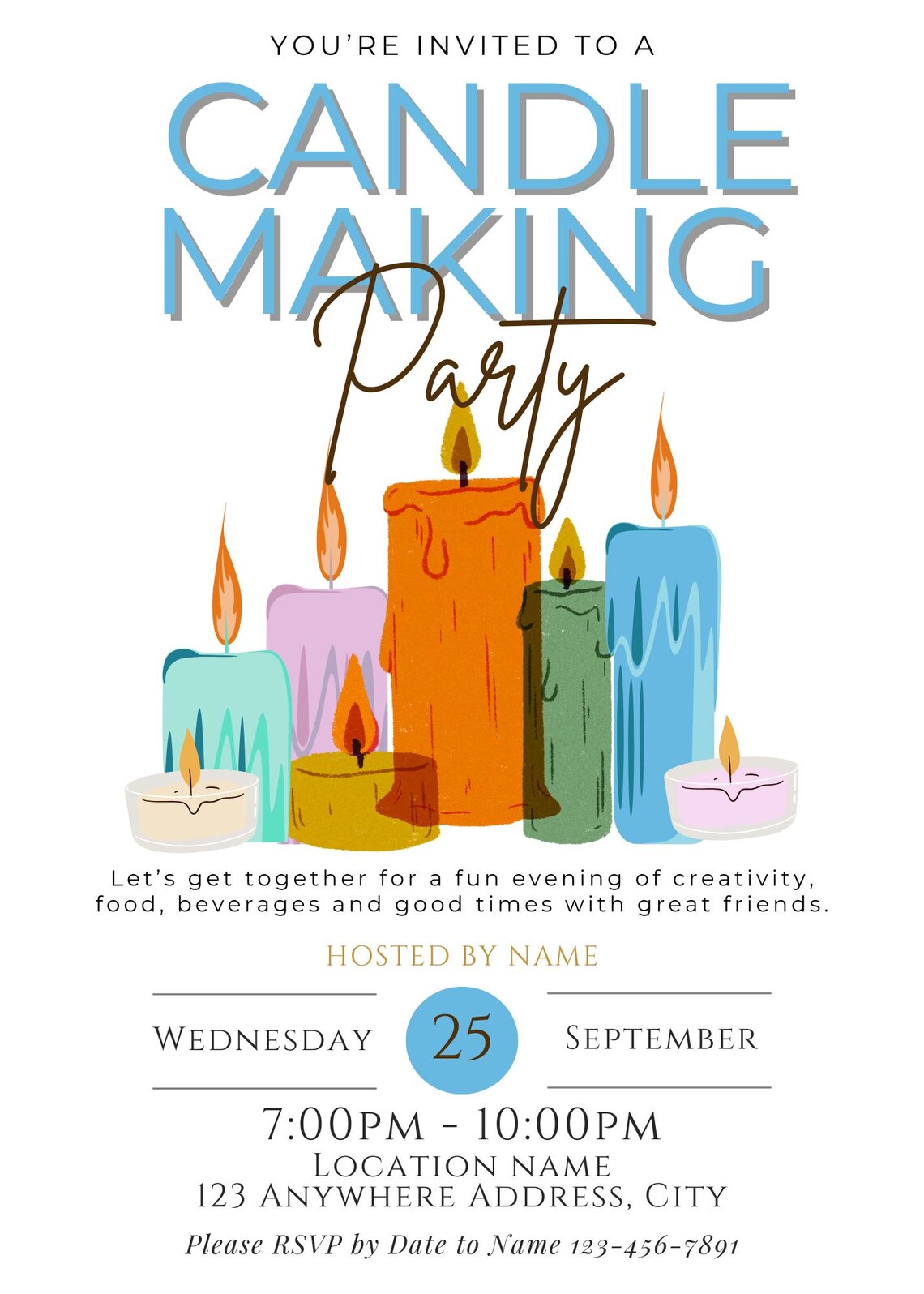 CANDLE MAKING Party Invitation Digital Download Template, Edit in Canva ...