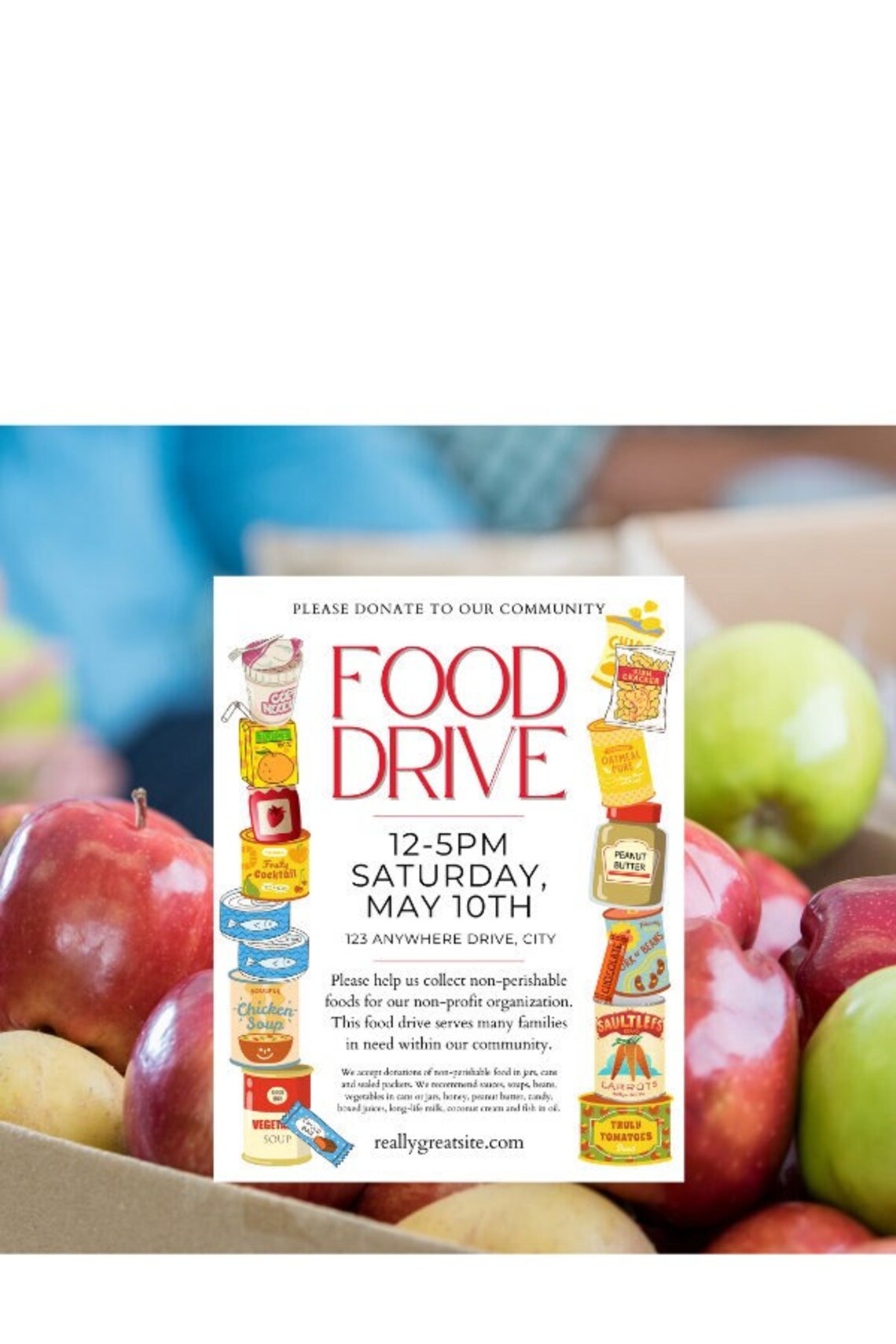 Community FOOD DRIVE FLYER Digital Download Template, Edit in Canva ...