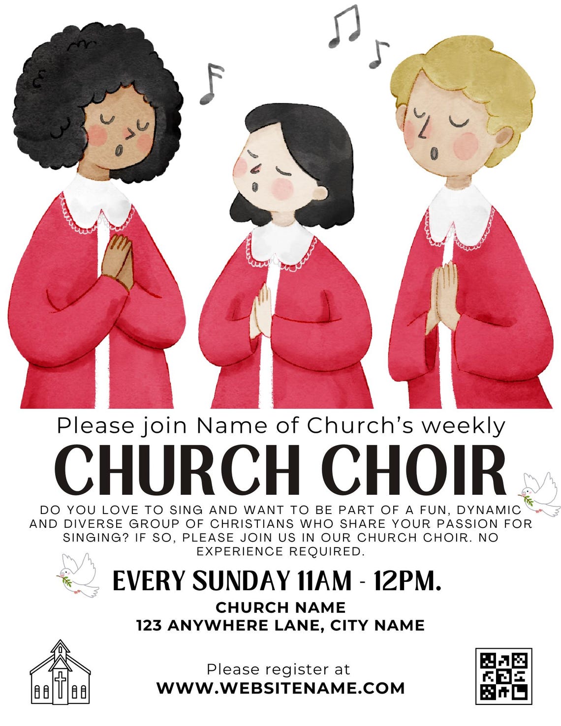 Church Choir Flyer Template: Editable Canva Design (digital Download ...