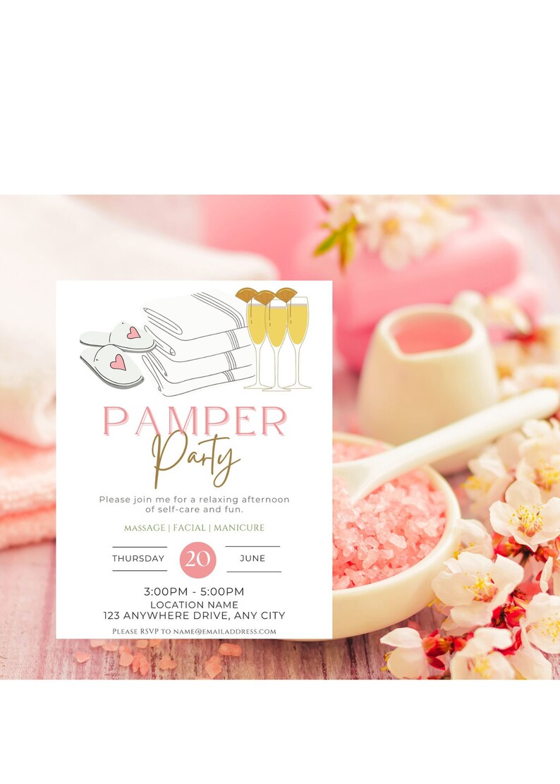 PAMPER PARTY SPA Invitation - Digital Download Template, Edit in Canva ...