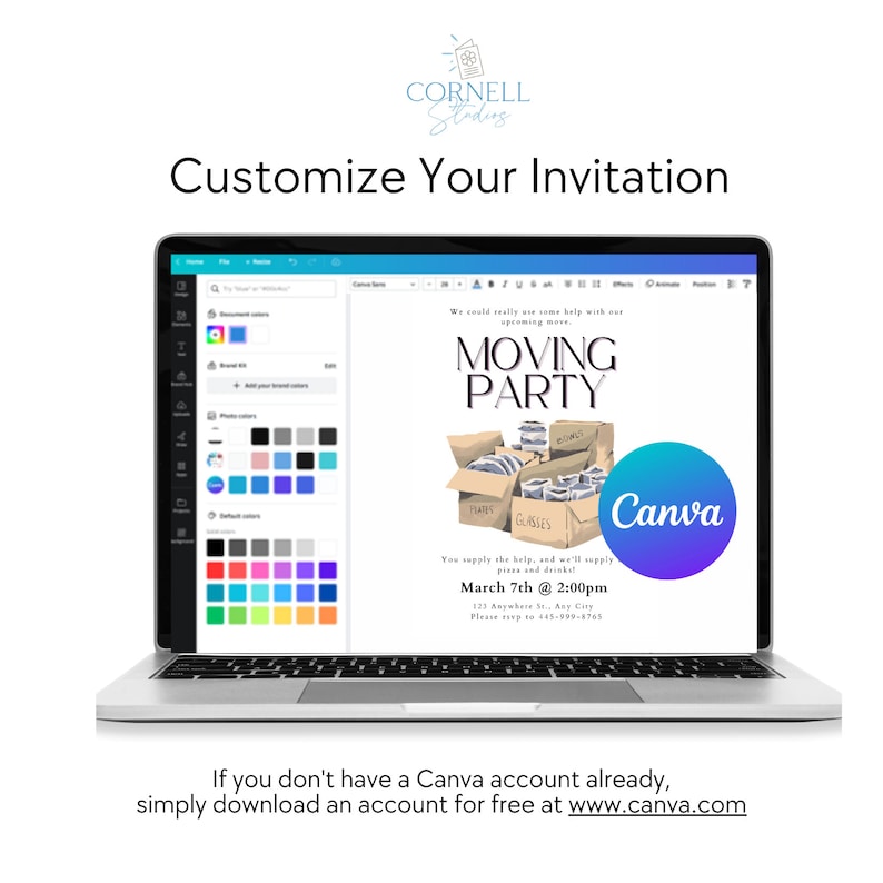 MOVING PARTY Digital Invitation Template - Edit in Canva - Etsy