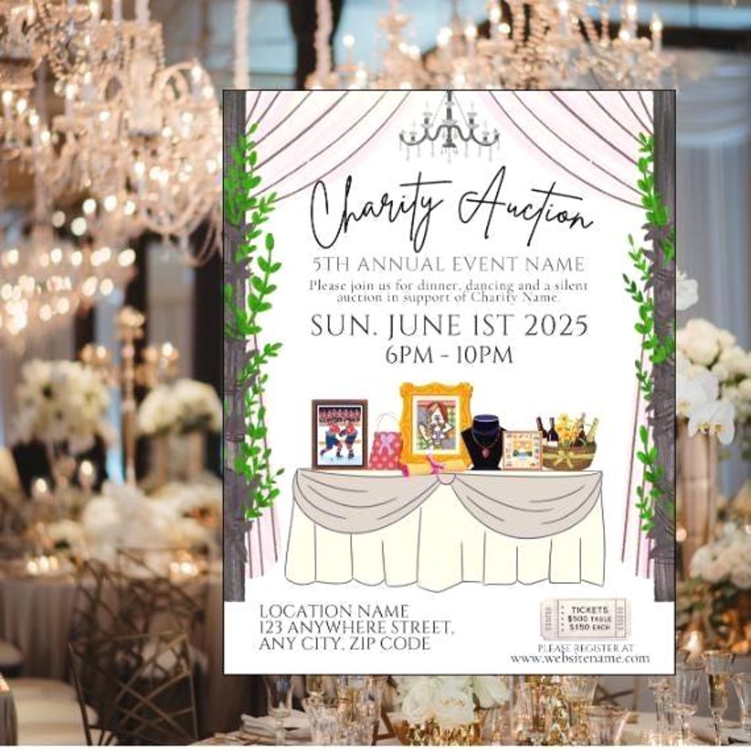 Charity Auction Event Flyer Digital Download Template, Business Flyer ...
