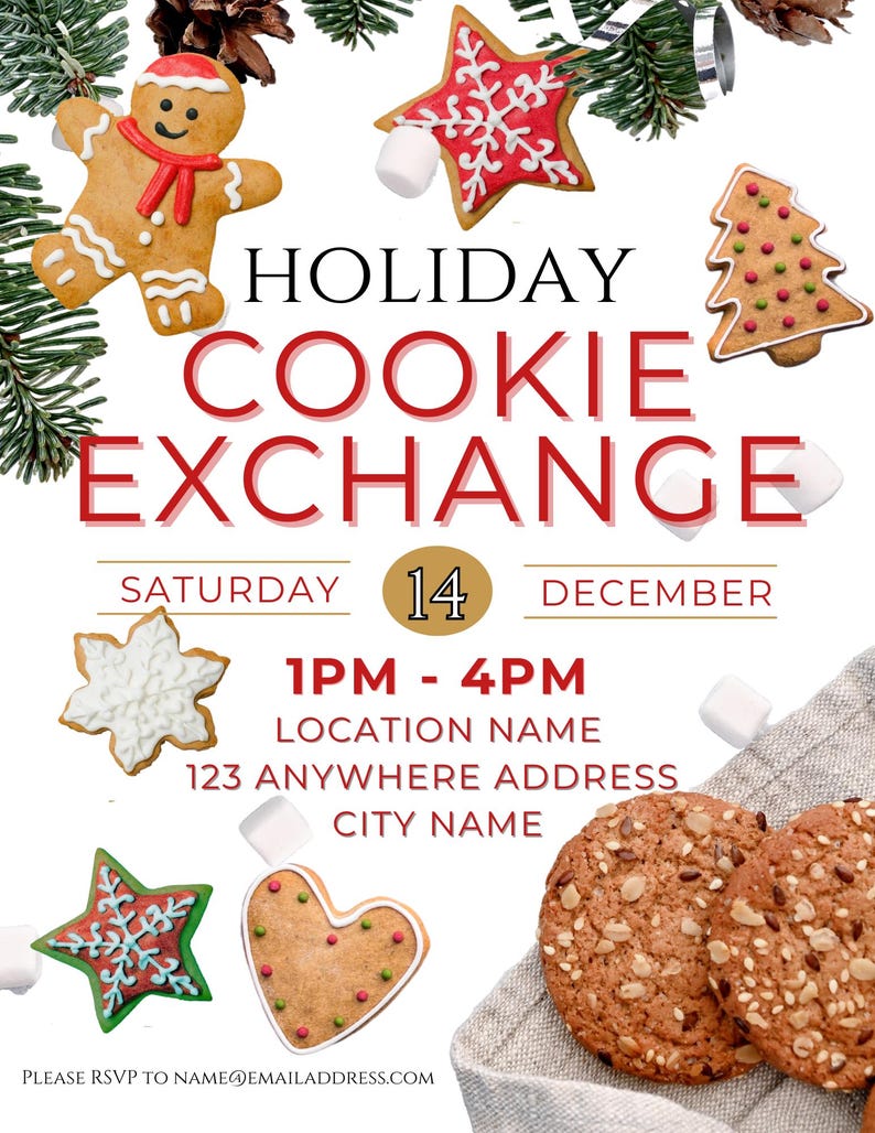 Cookie Exchange Holiday Invitation Digital Download File Template, Use ...