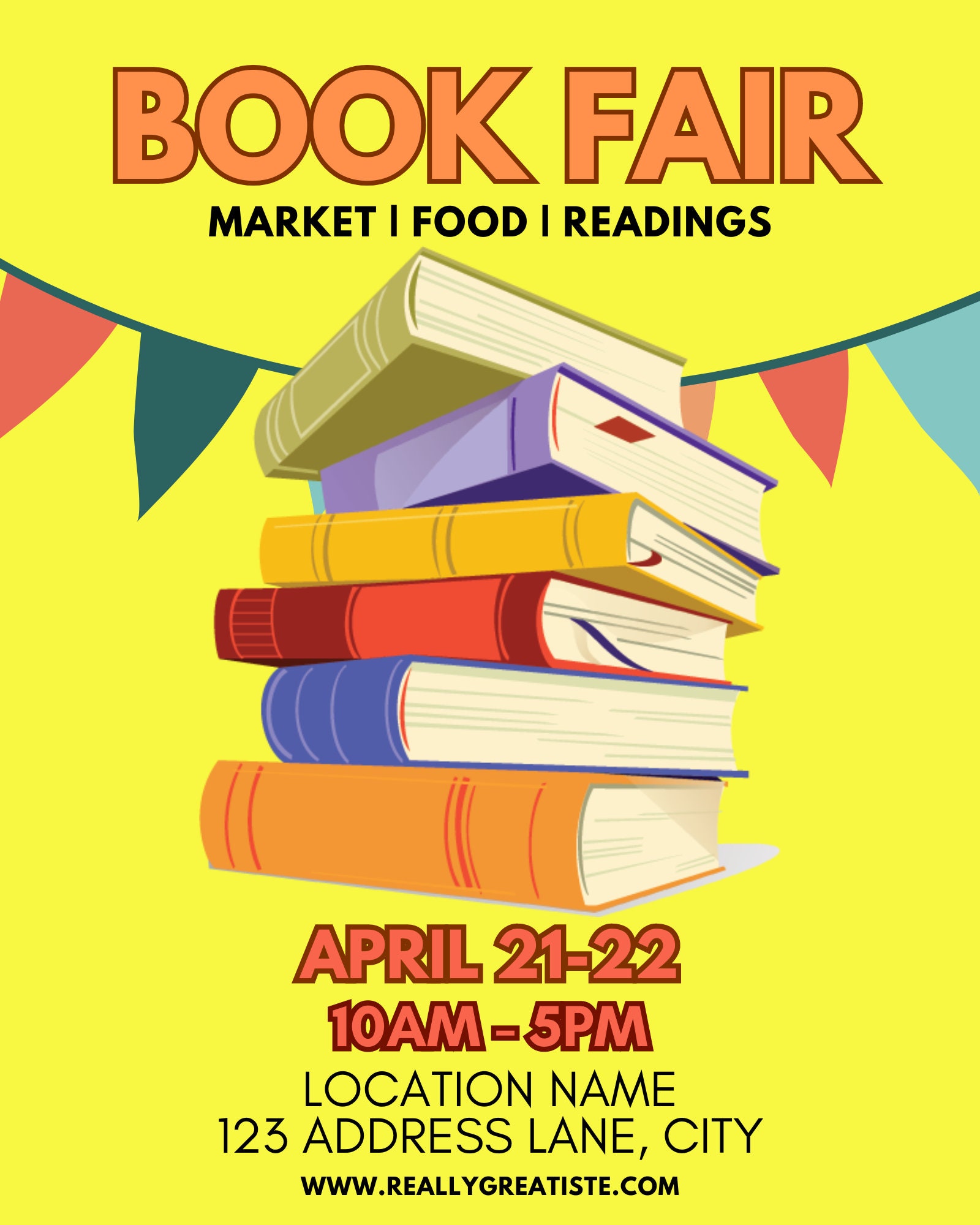 BOOK FAIR FLYER Digital Download Template 8 X 10, Edit in Canva, Social ...