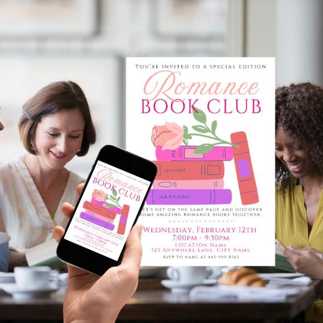 Romance Book Club Flyer Digital Download Template. Editable in Canva ...