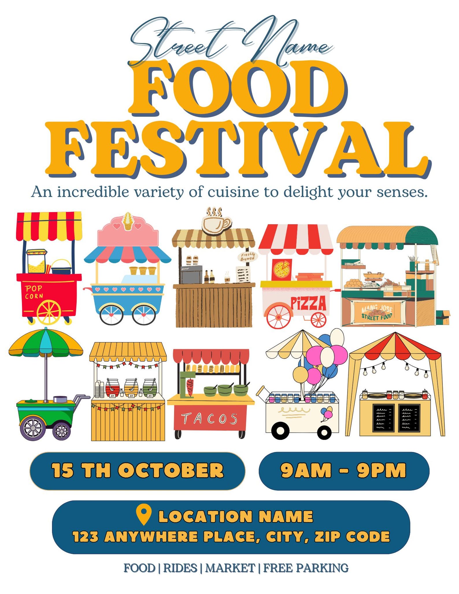 Community FOOD FESTIVAL Flyer, Street Party Flyer Digital Download ...