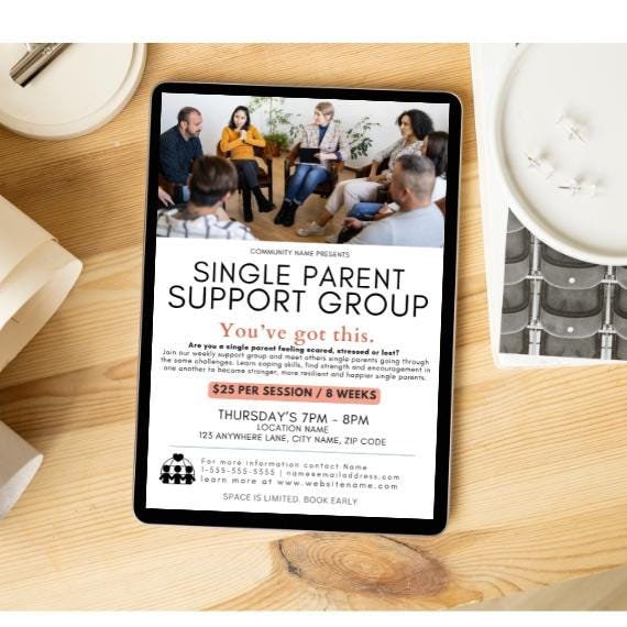 Single Parent Support Group Flyer Digital Download Template - Editable Canva. - Etsy Canada