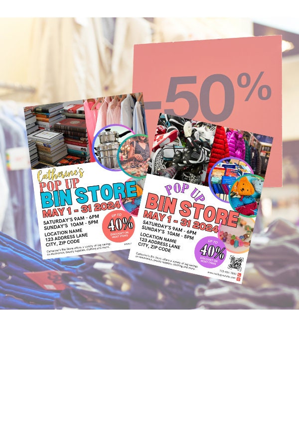 Pop up BIN STORE Flyer Digital Download Template, Edit in Canva, 8.5 X ...