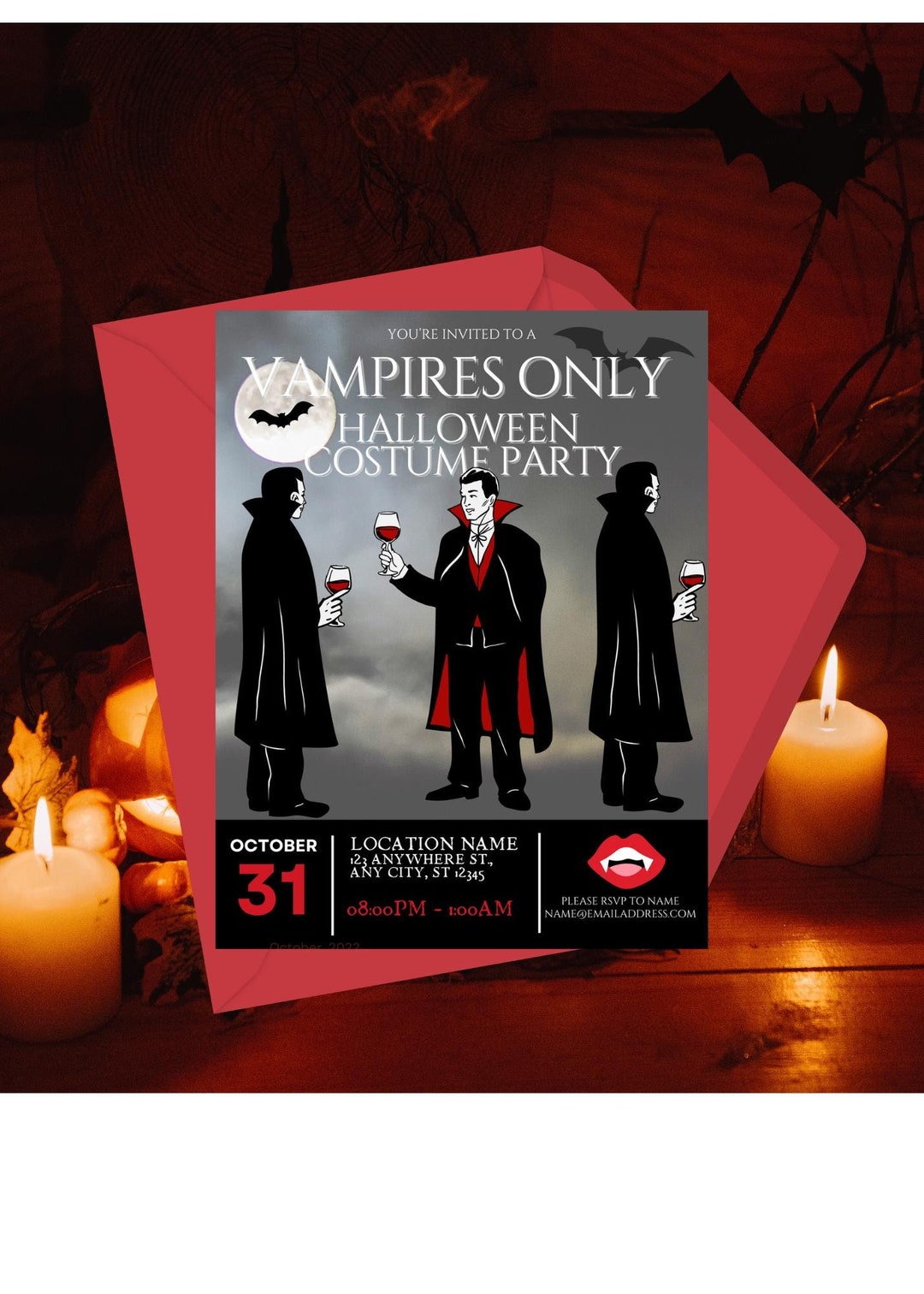 Vampires Only Halloween Costume Party Invitation - Digital Download ...
