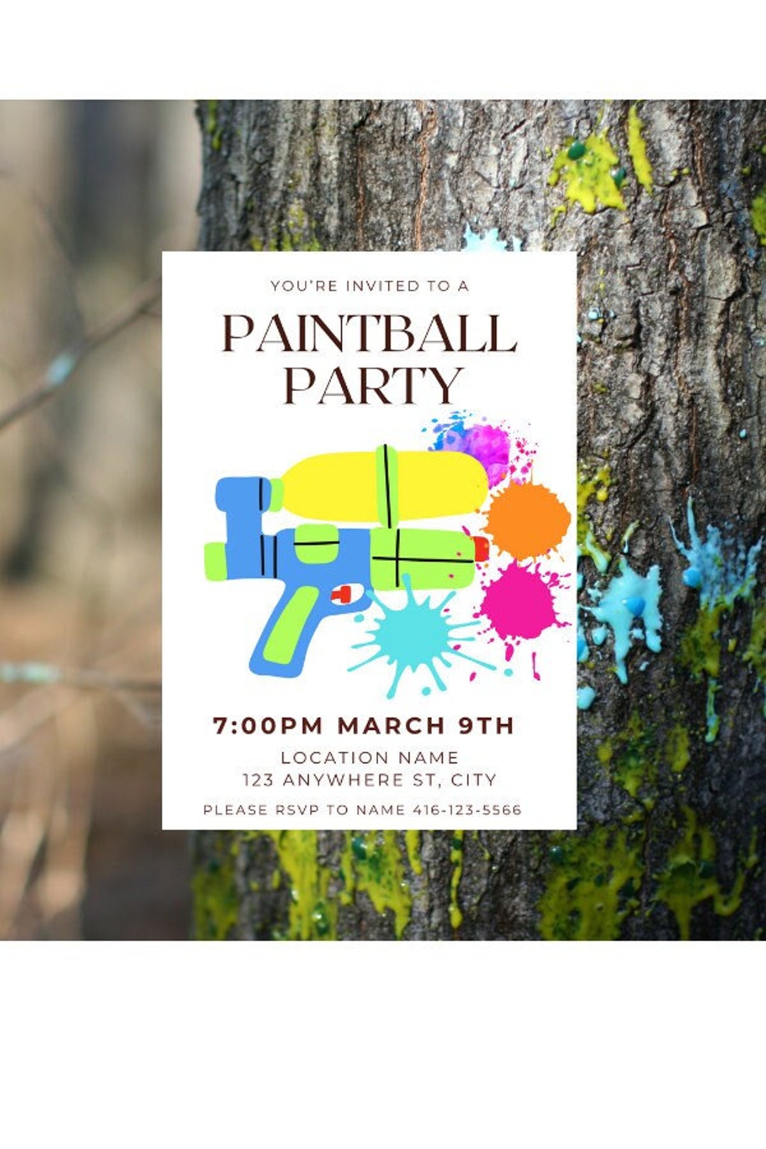 PAINTBALL Party Invitation Digital Download Template - Etsy