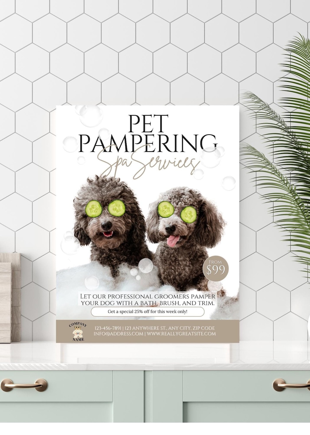 Pet Spa Services Flyer: Dog Grooming Social Media Template (digital ...