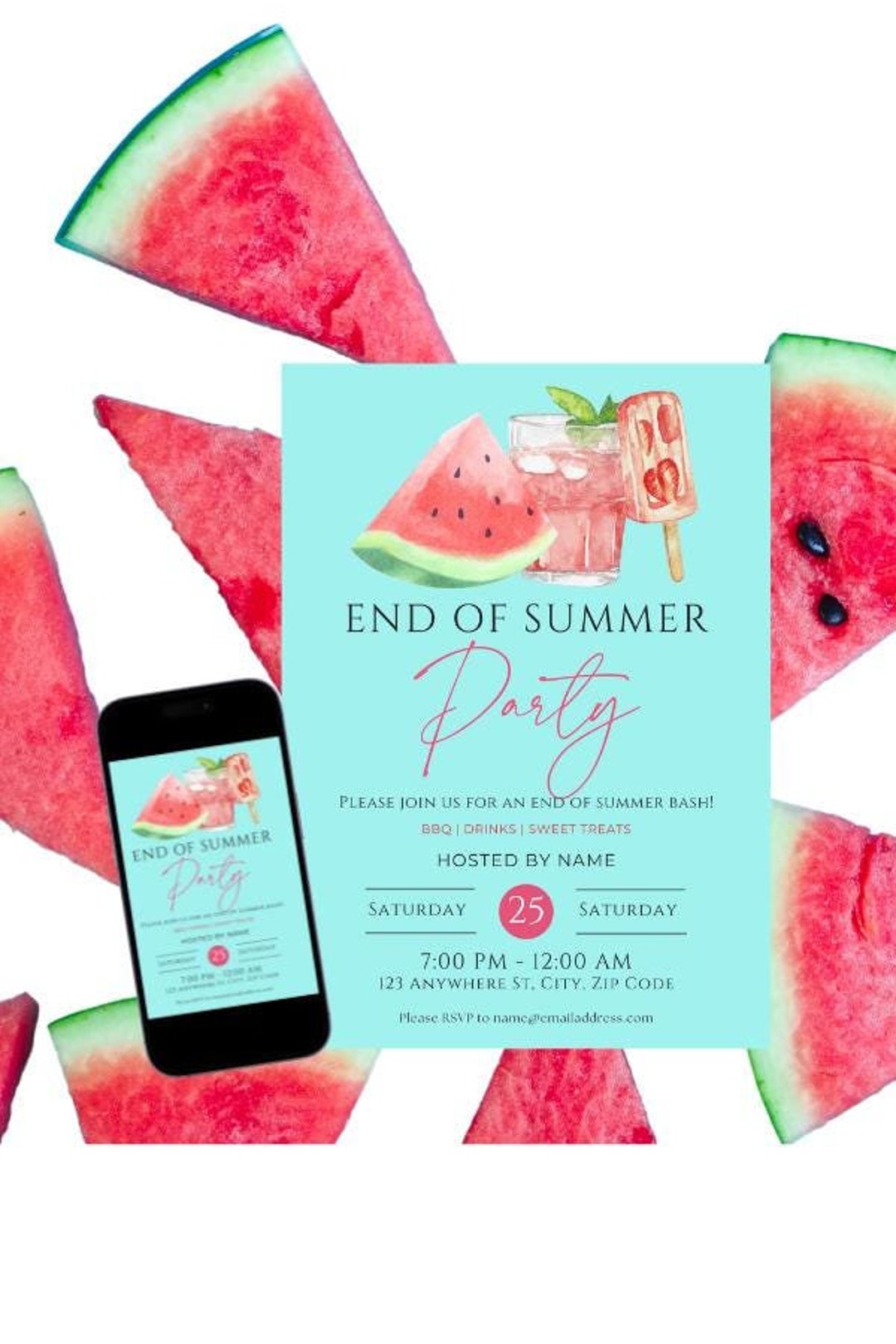 End of Summer Party Invitation - Digital Download Template, Edit in ...