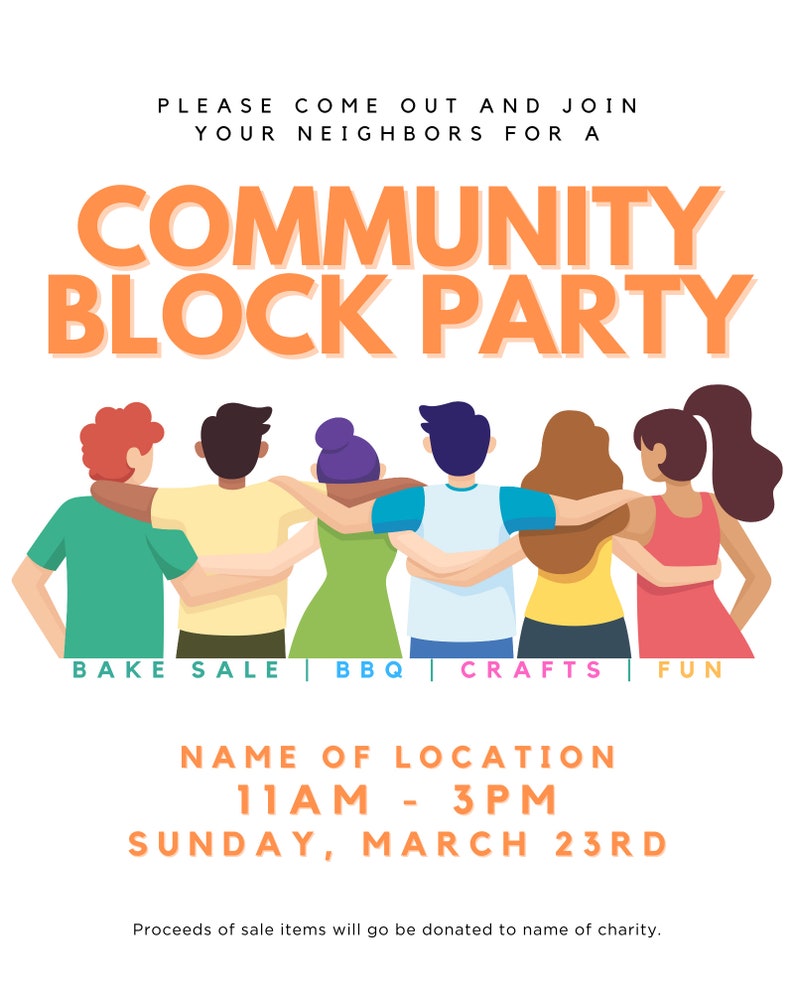 Community Block Party Flyer: Editable Street Party Template (digital ...
