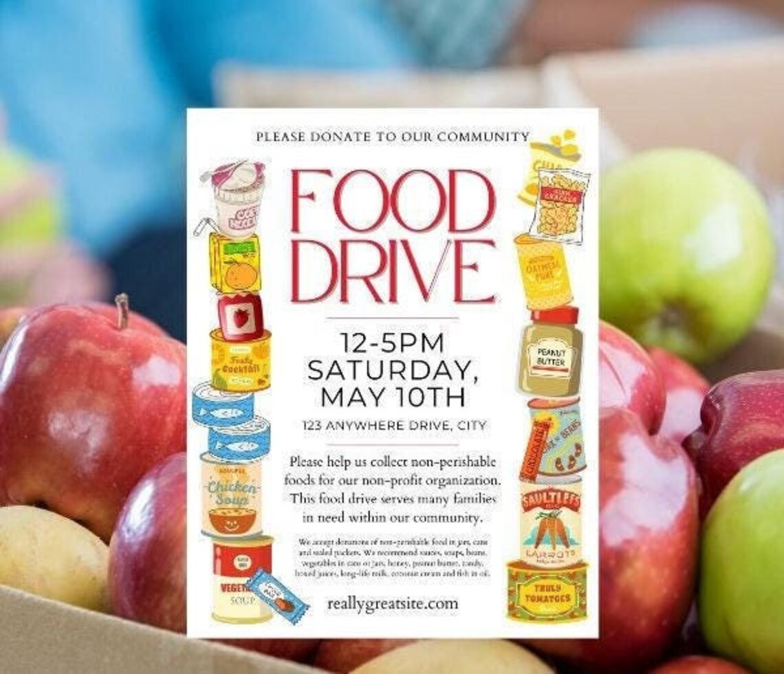 Community FOOD DRIVE FLYER Digital Download Template, Edit in Canva ...