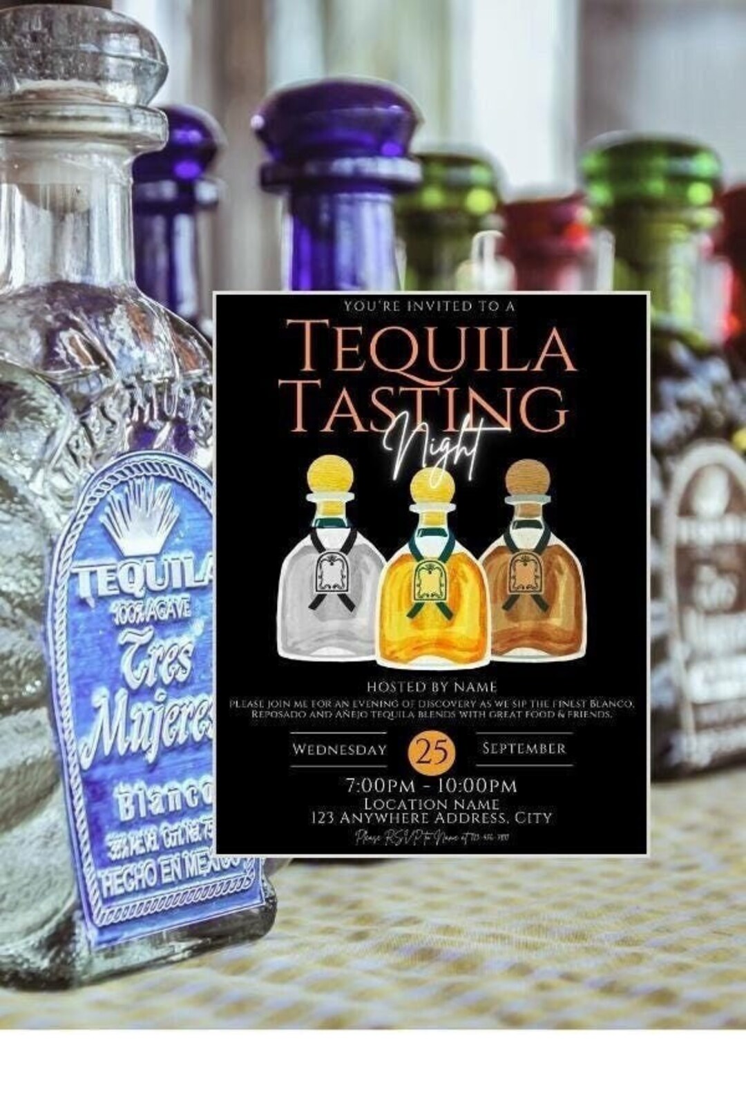 TEQUILA TASTING Night Digital Invitation Template, Flyer, 8 X 10 Inches ...