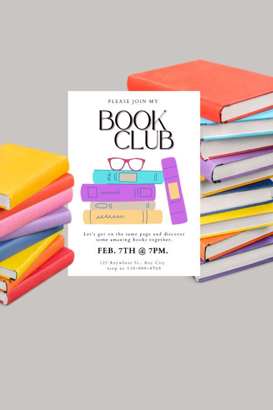 BOOK CLUB Invitation Digital Download Template 5 X 7, Edit in Canva ...