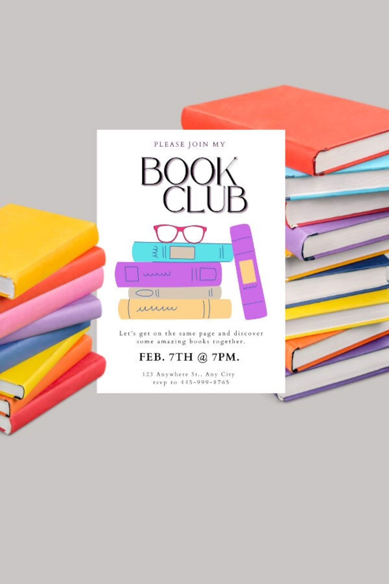 BOOK CLUB Invitation Digital Download Template 5 X 7, Edit in Canva ...