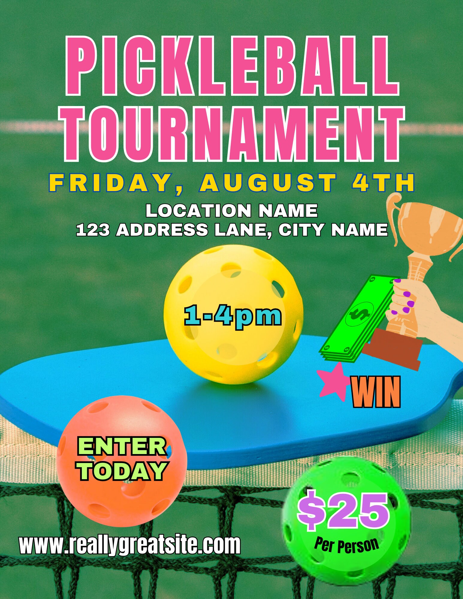 Pickleball Tournament Flyer Digital Download Template, Edit in Canva 8. ...