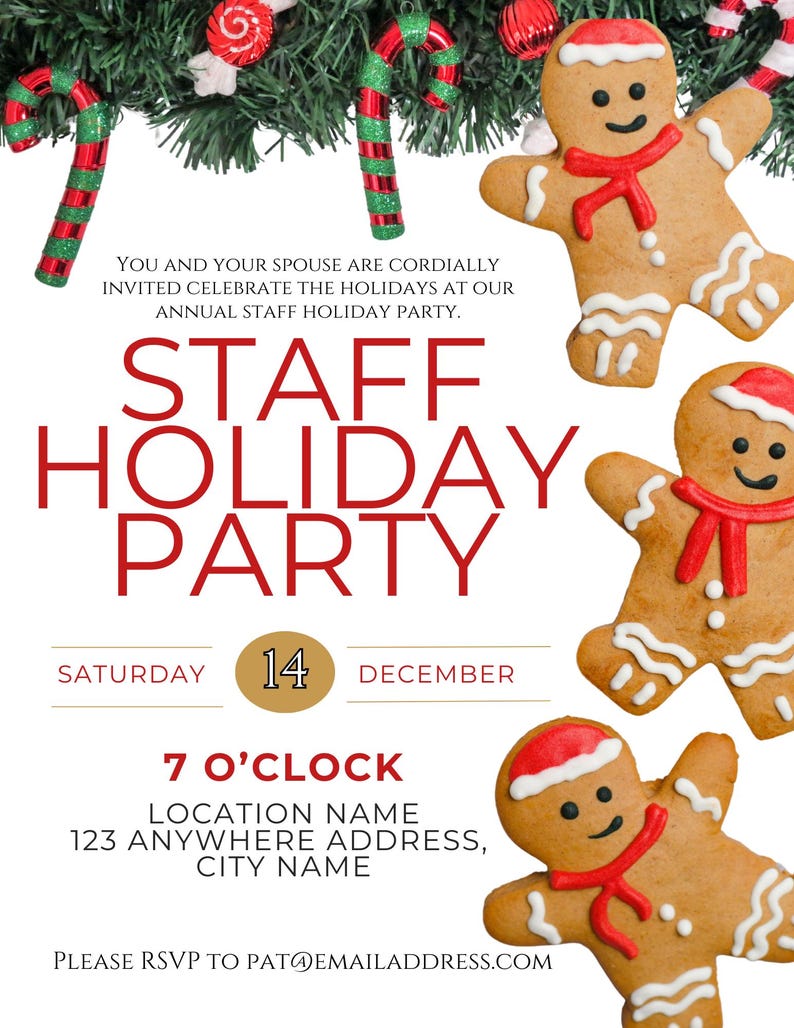 Staff Holiday Party Invitation - Digital Download Template, Edit in ...