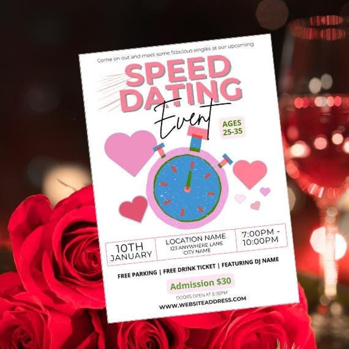 SPEED DATING EVENT- Digital Download Template, Business Flyer, Social ...