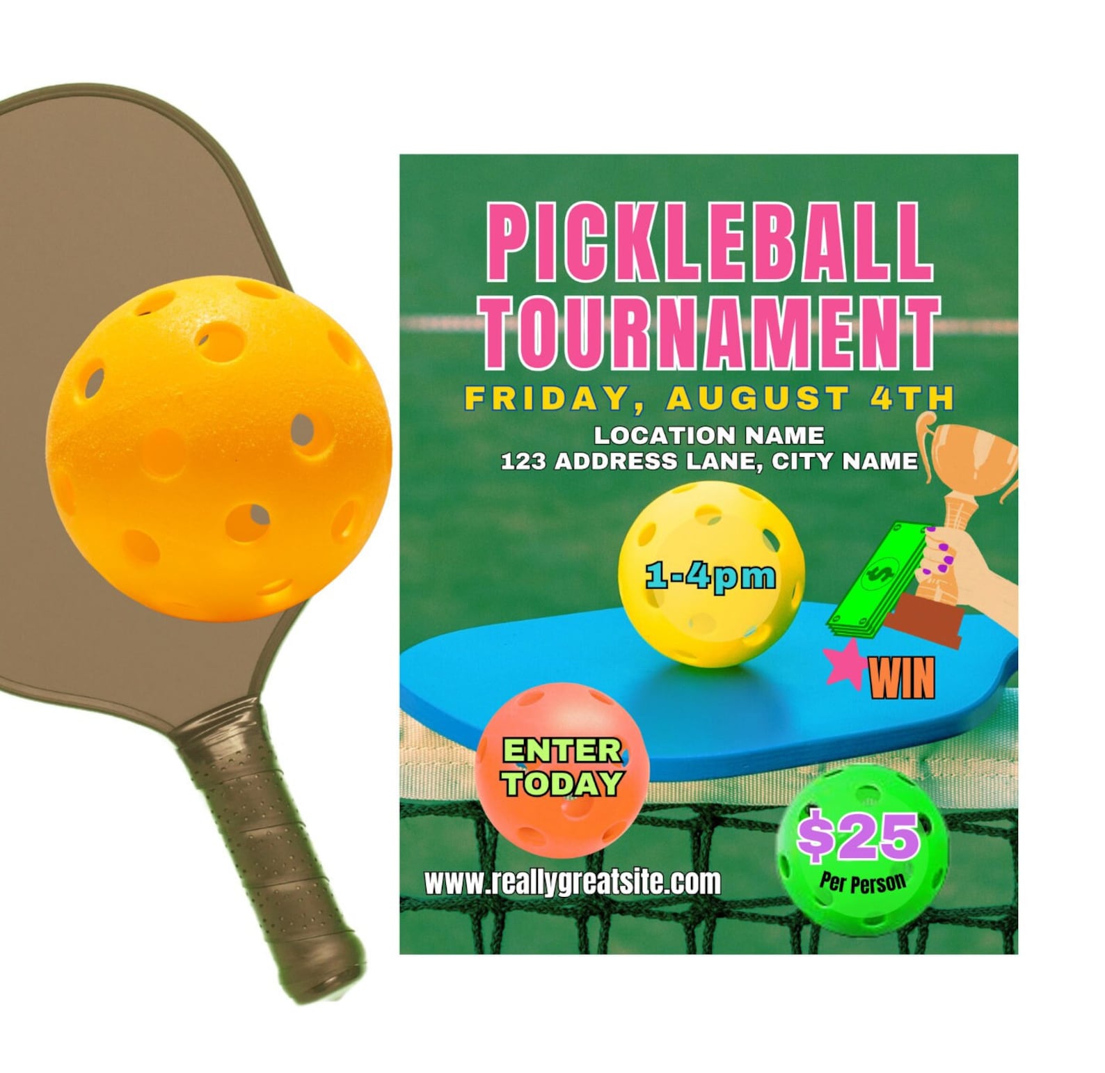 Pickleball Tournament Flyer Digital Download Template, Edit in Canva 8. ...