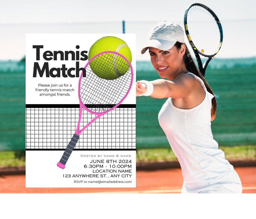 Tennis Match Invitation Digital Download Template, Edit in Canva 5 X 7 ...