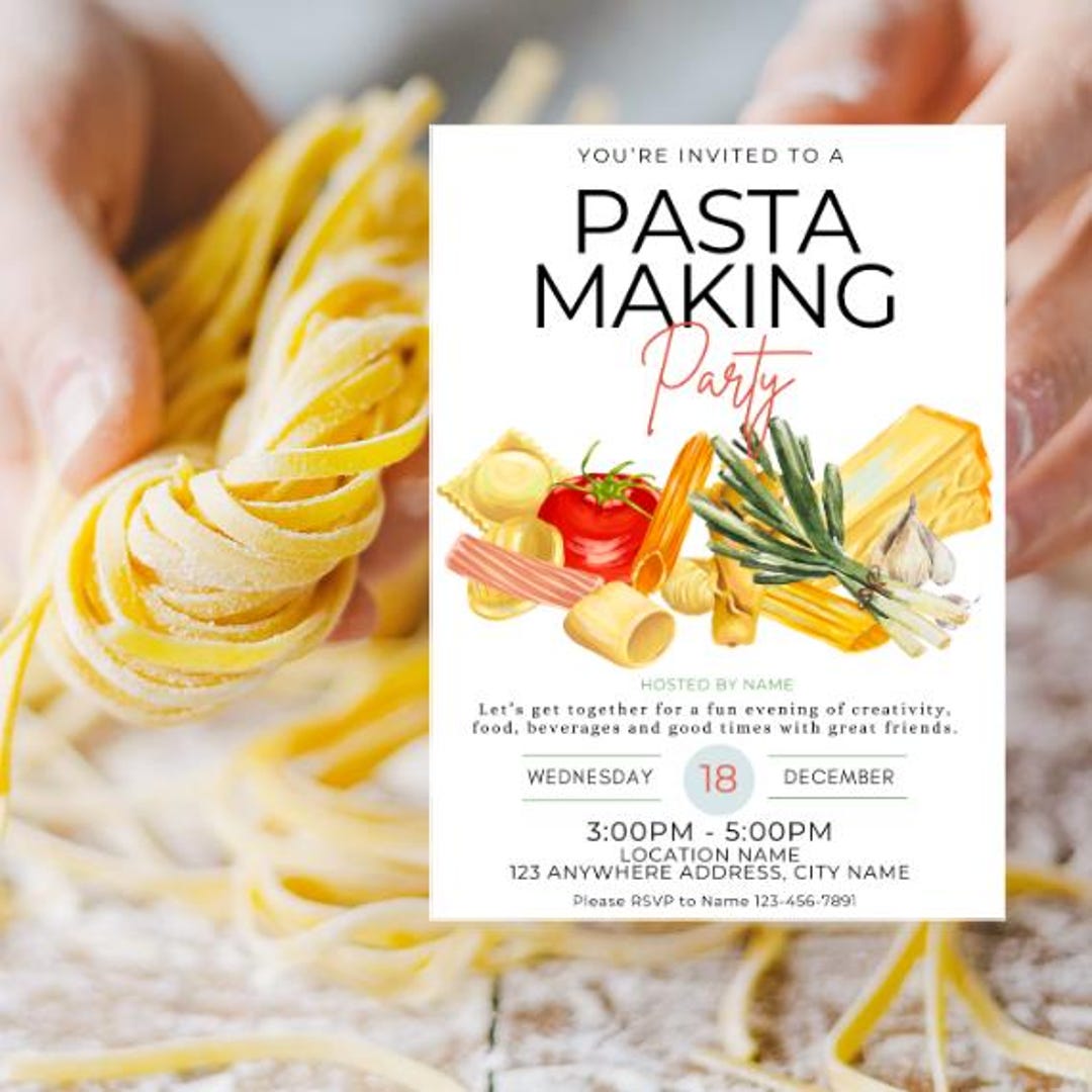Pasta Making Party Invitation – Digital Download, Editable ...