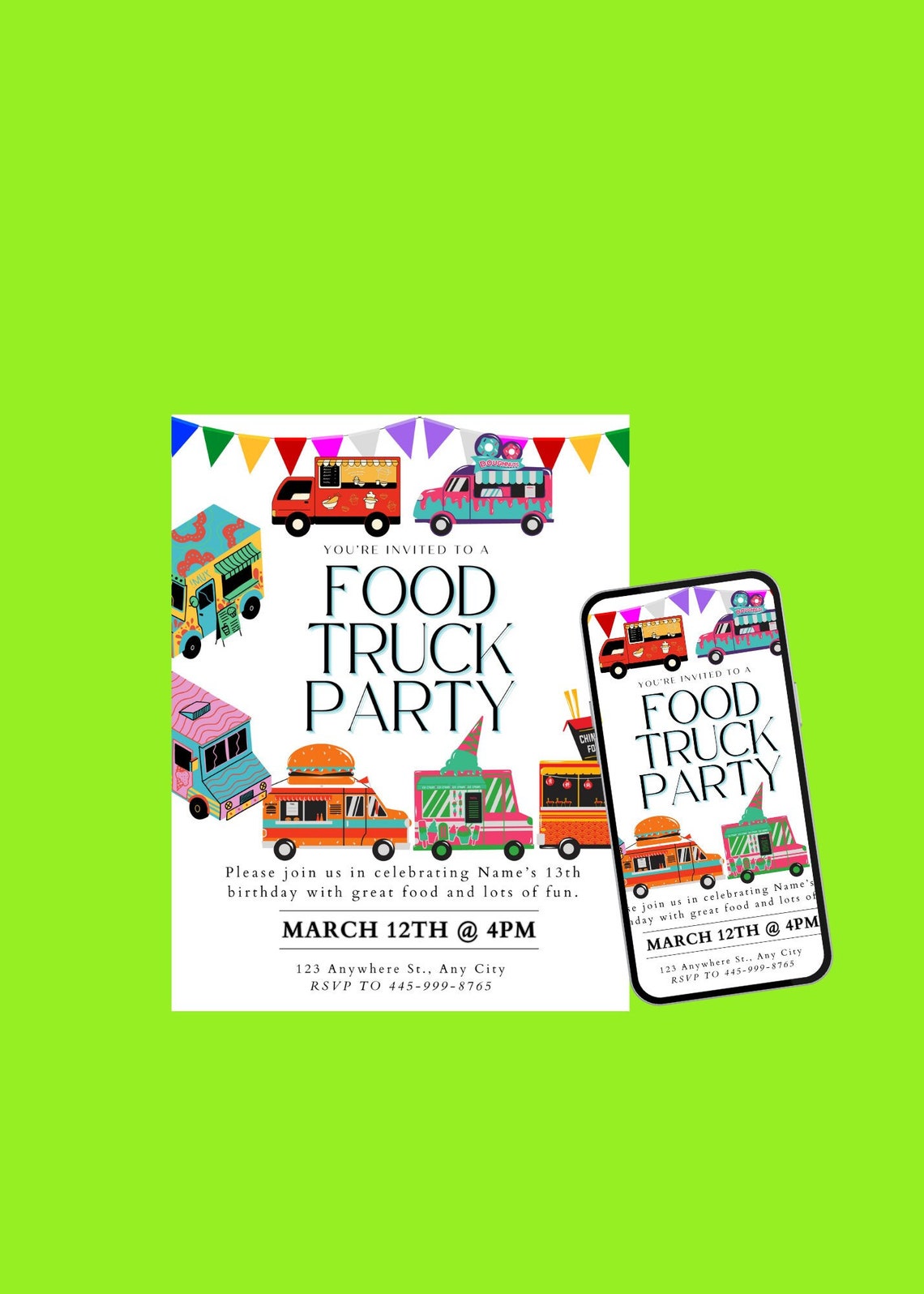 FOOD TRUCK PARTY Digital Invitation Template - Etsy Canada