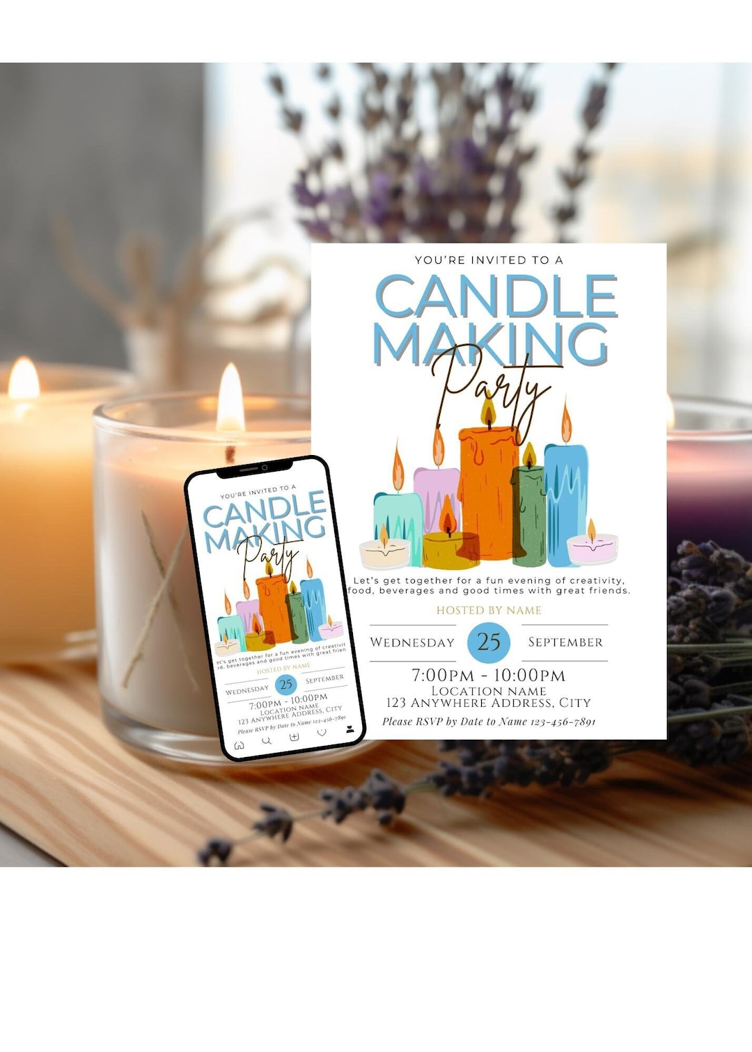 CANDLE MAKING Party Invitation Digital Download Template, Edit in Canva ...