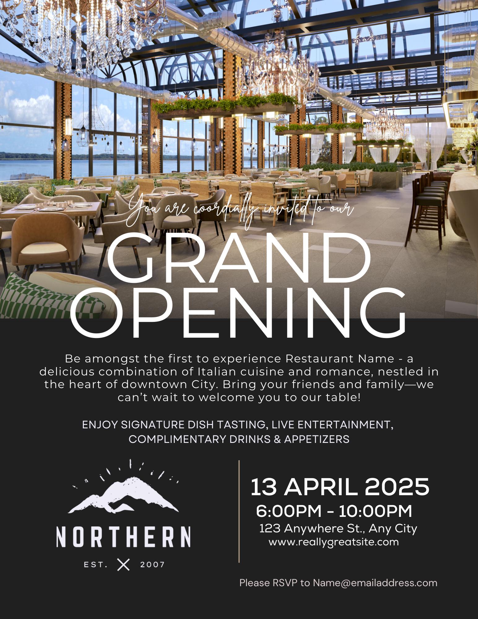 Grand Opening Flyer Template Digital Download for RESTAURANTS, BARS ...