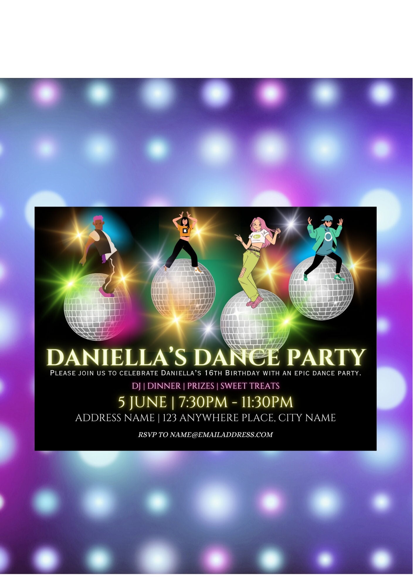 DANCE Party Invitation Digital Download, Edit in Canva, Send ...