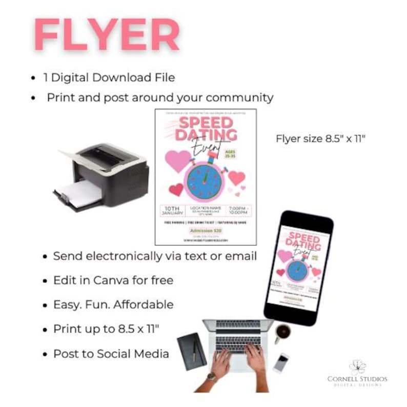 SPEED DATING EVENT- Digital Download Template, Business Flyer, Social ...