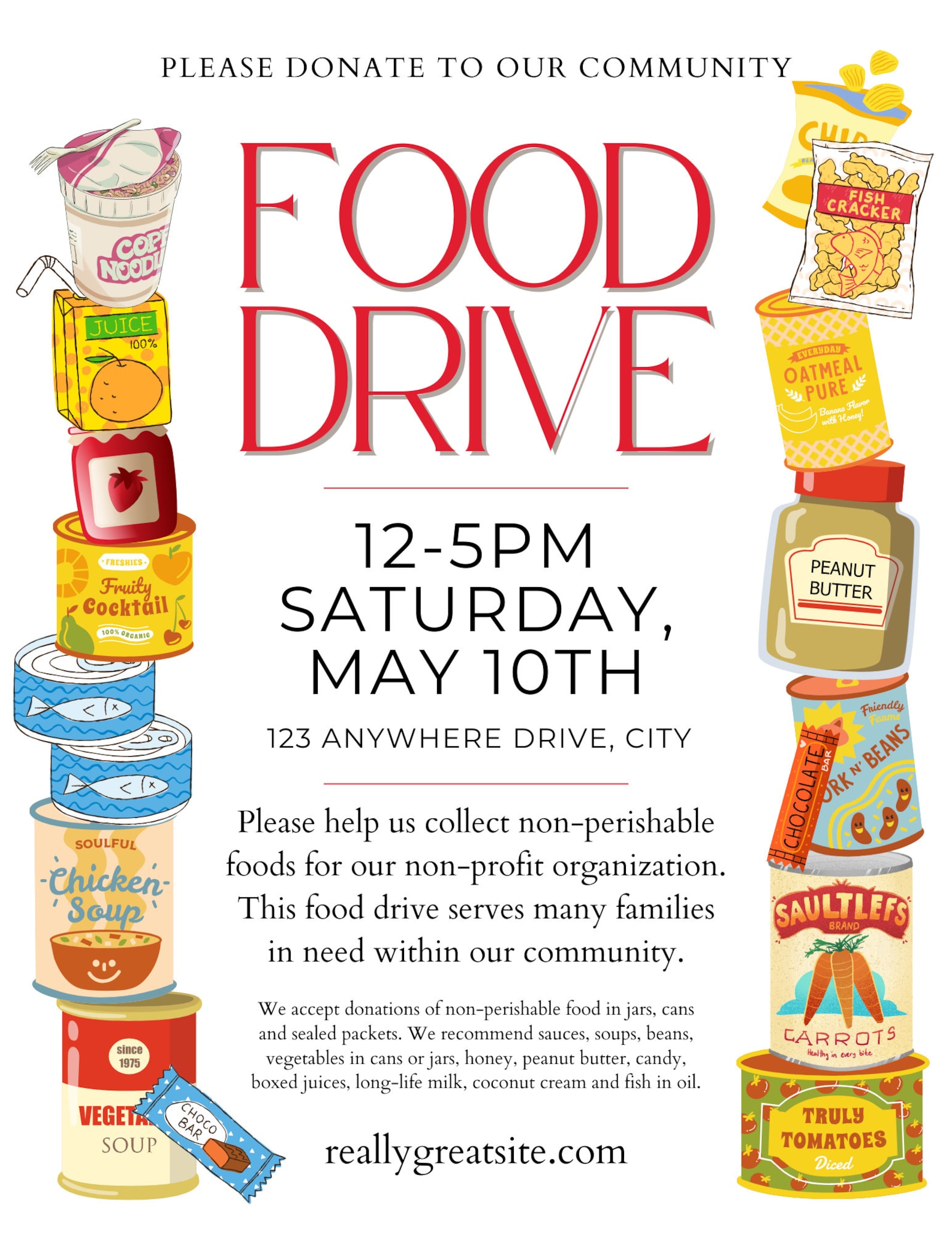 Community FOOD DRIVE FLYER Digital Download Template, Edit in Canva ...