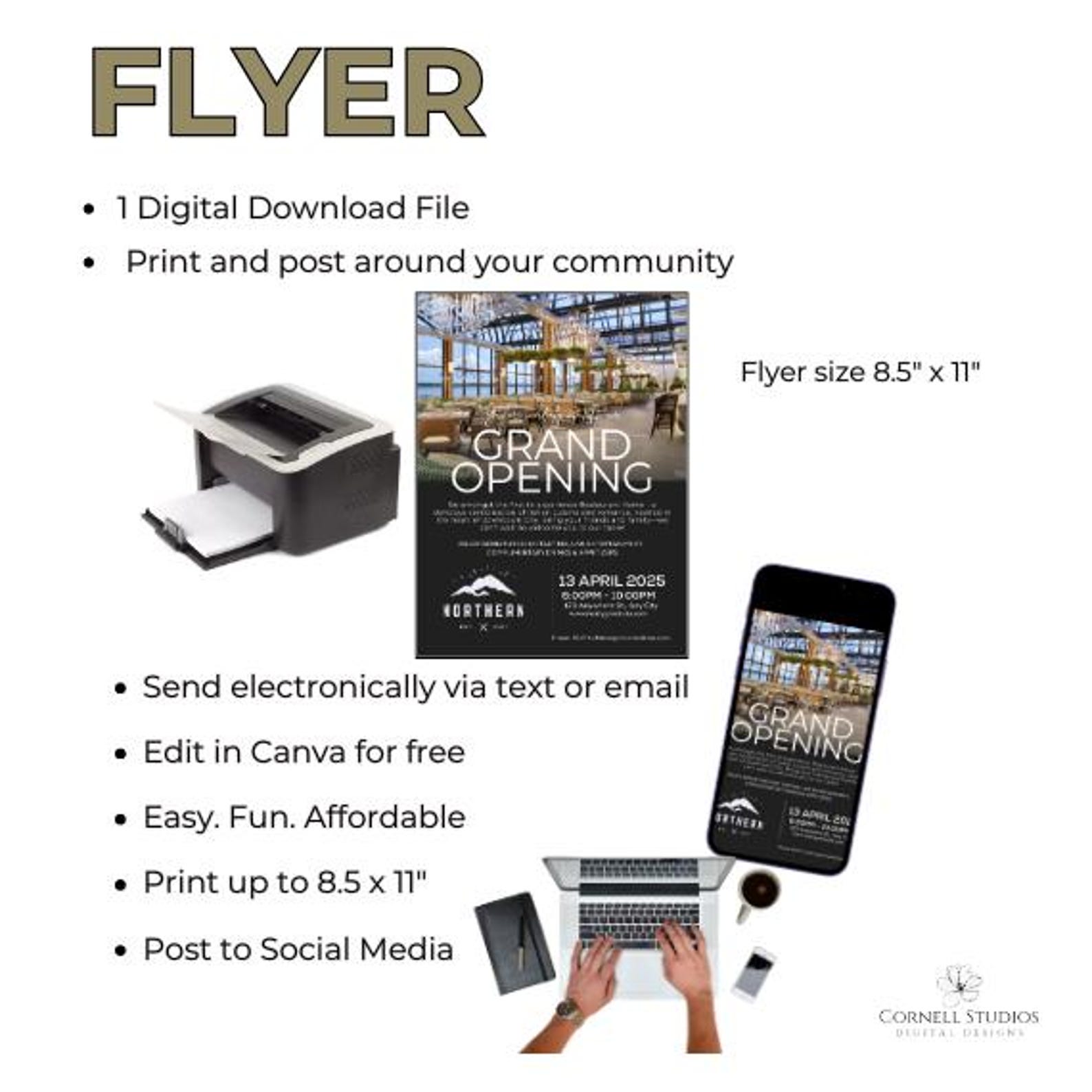 Grand Opening Flyer Template Digital Download for RESTAURANTS, BARS ...