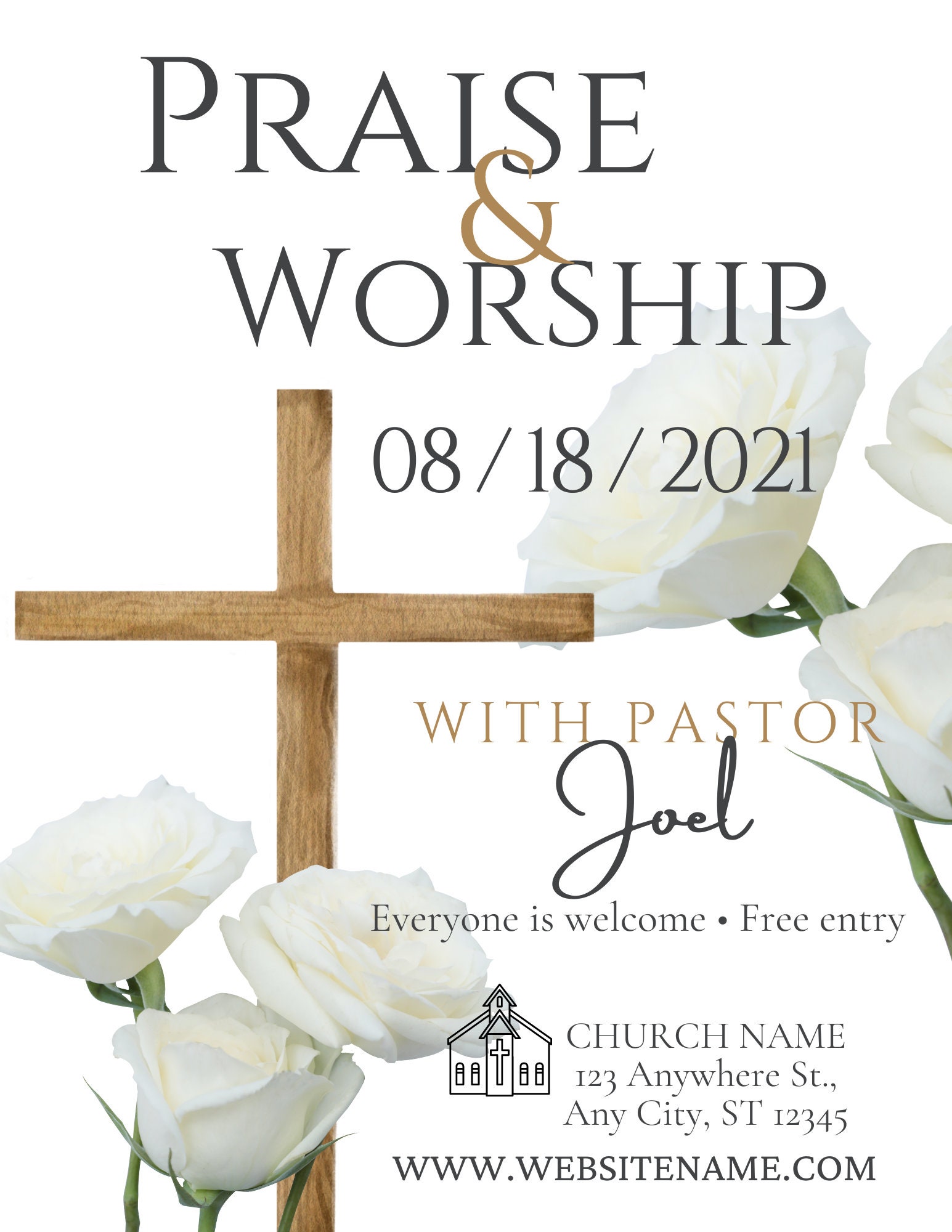 Praise and Worship Church Event Flyer, Invitation, Social Media Post ...
