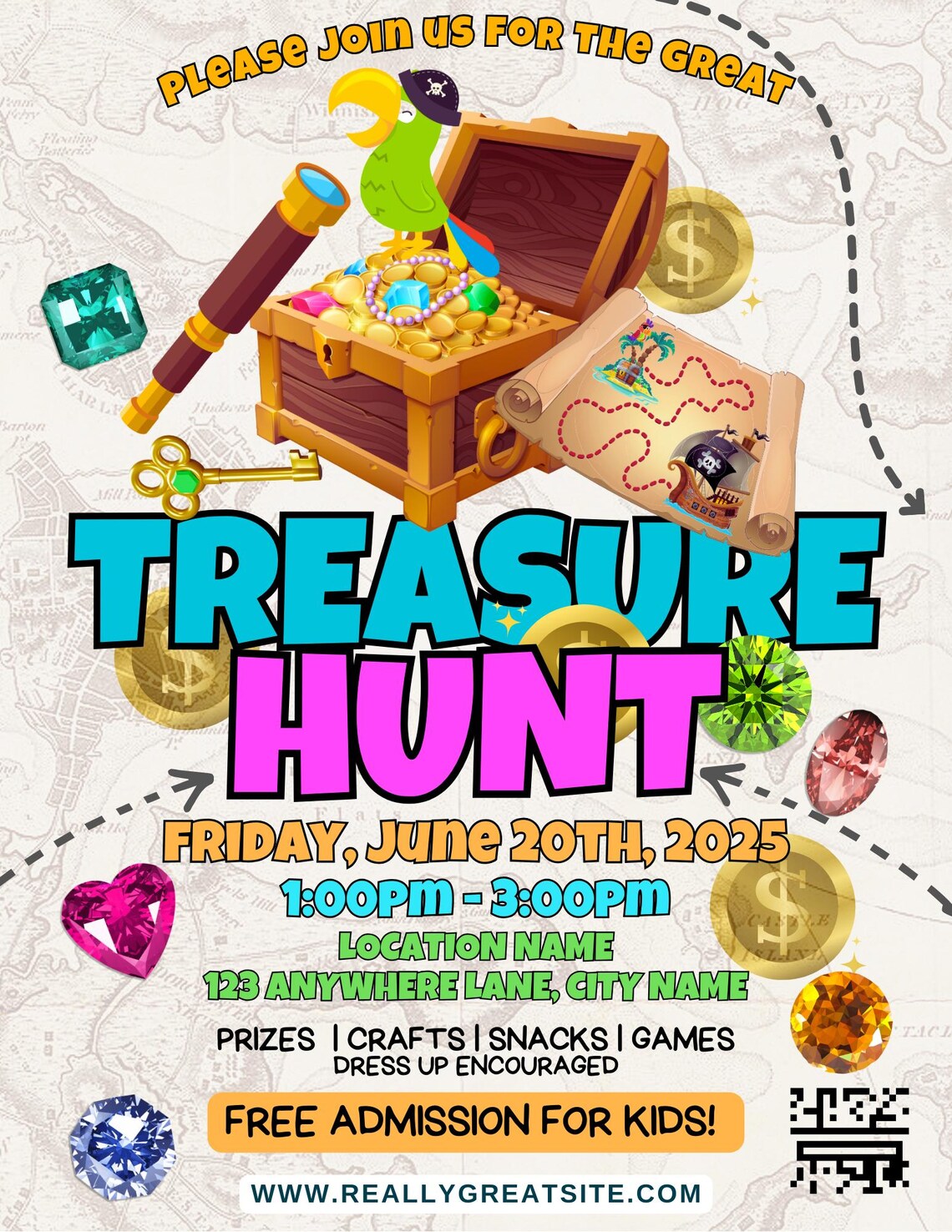 Kids Treasure Hunt Digital Download Template. Use as a Flyer ...