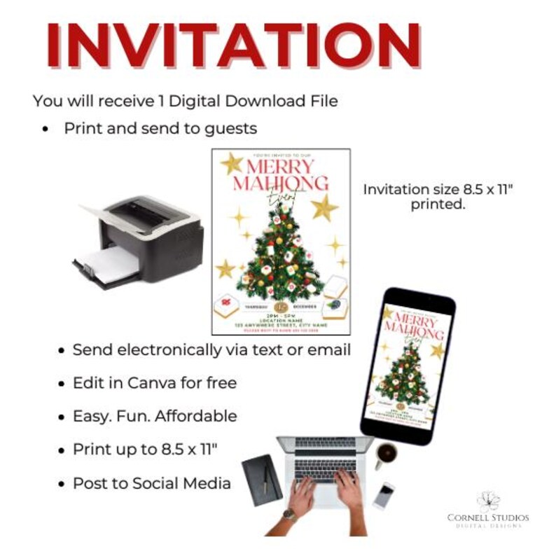 MERRY MAHJONG Christmas Theme Invitation Flyer or Invitation Digital ...