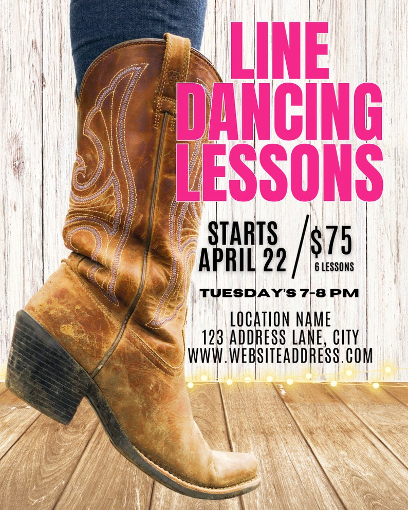 Line Dancing Lessons Flyer: Western Theme, Social Media Template ...