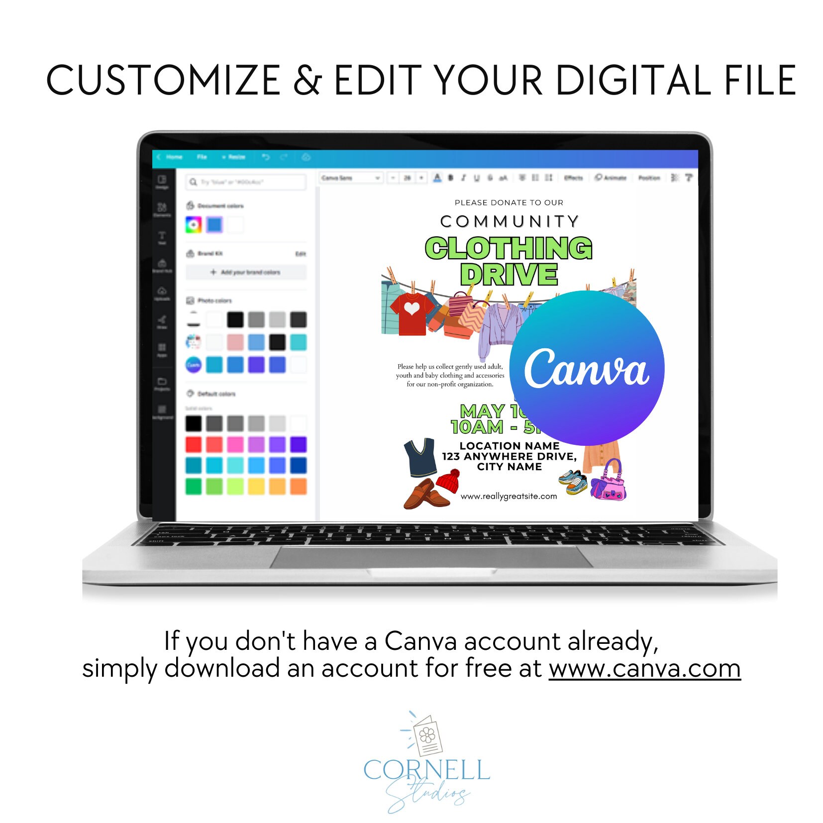 Community CLOTHING DRIVE FLYER Digital Download Template, Edit in Canva ...
