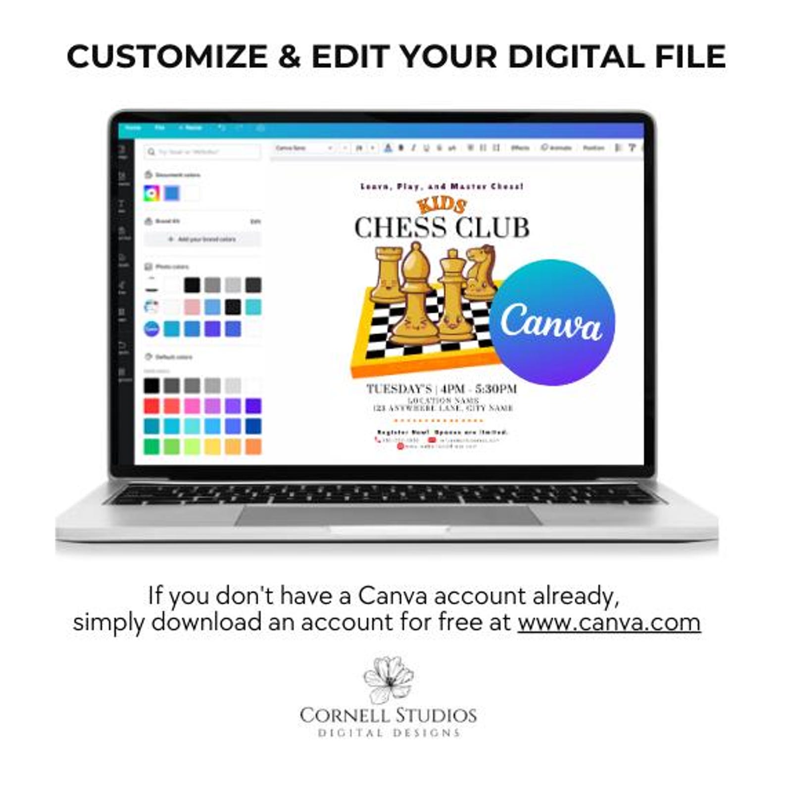 KIDS CHESS CLUB Flyer Digital Download Template, Emailer, Social Media ...