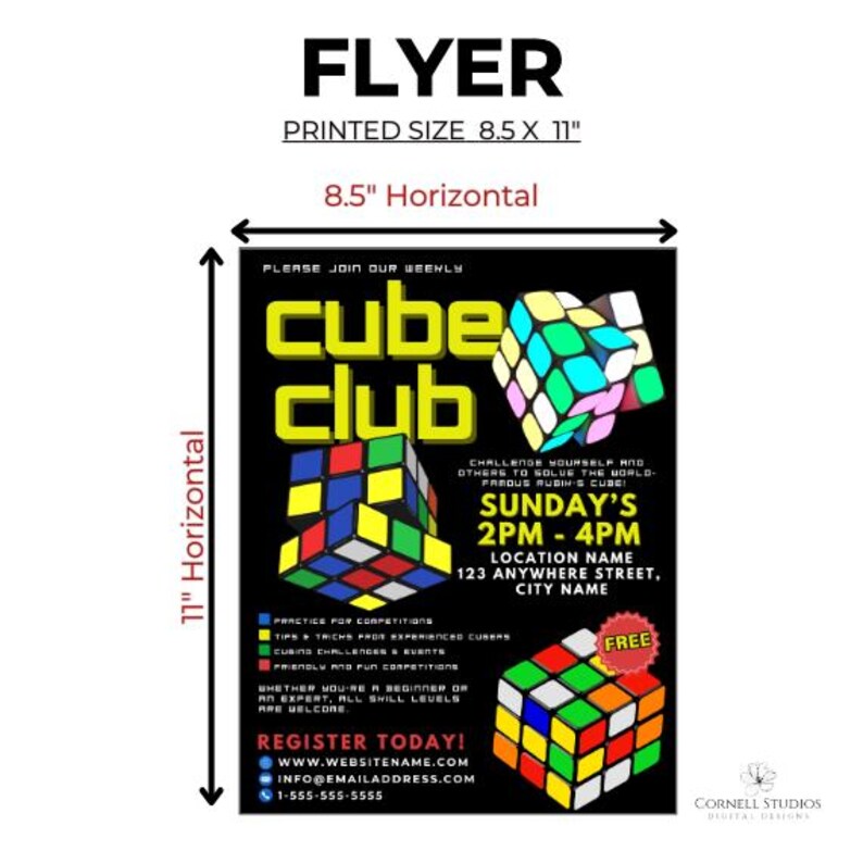 Rubik's Cube Club Flyer - Digital Download Template 8.5 X 11 Inches ...