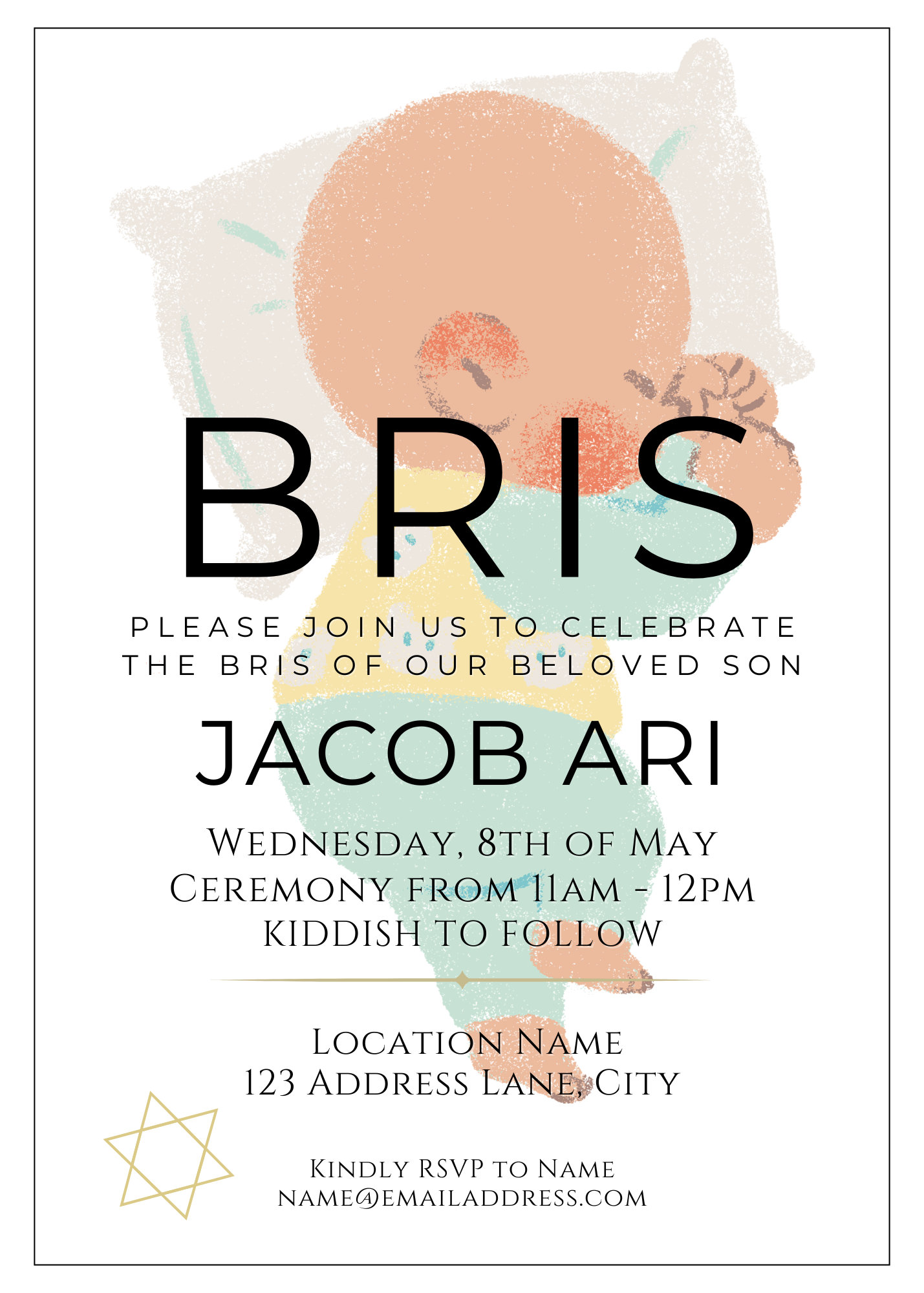 Bris Invitation: Baby Boy Jewish Ceremony (digital Download) - Etsy