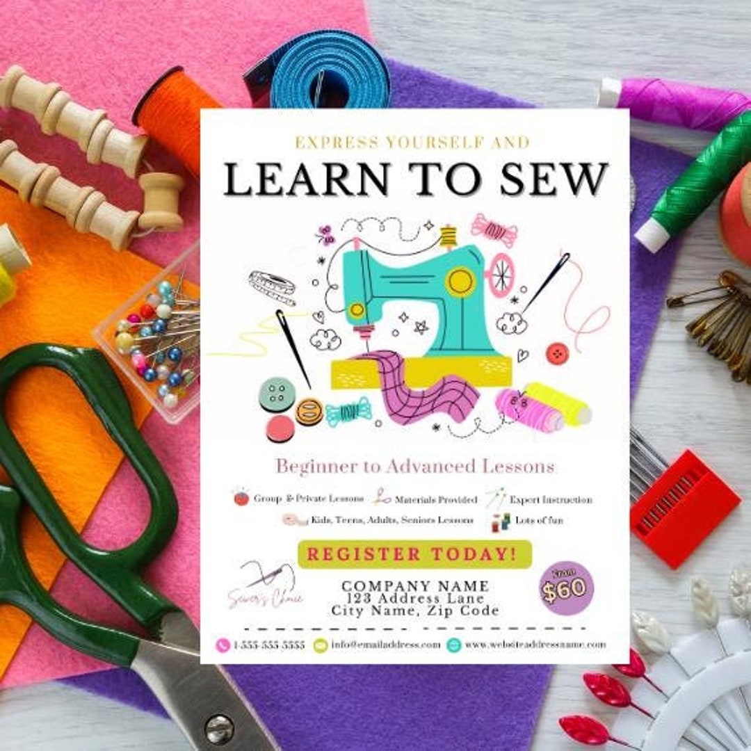 Sewing Lessons Flyer Digital Download Template, Business Flyer, Social Media Post, 8 X 10 Inches ...